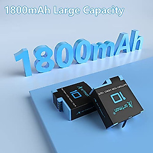 Artman Hero 10/11/9 Batteries 1800mAh(2-Pack)and 3-Channel USB Storage Quick Charger for Gopro Hero 11 Black, Hero 10 Black, Hero 9 Black, Fully Compatible with Gopro Hero 10 11 9 Battery and Charger