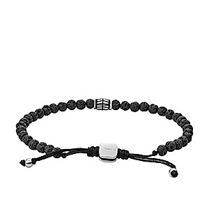 Fossil Men's Beaded Bracelet, Color: Black (Model: JF02887040)