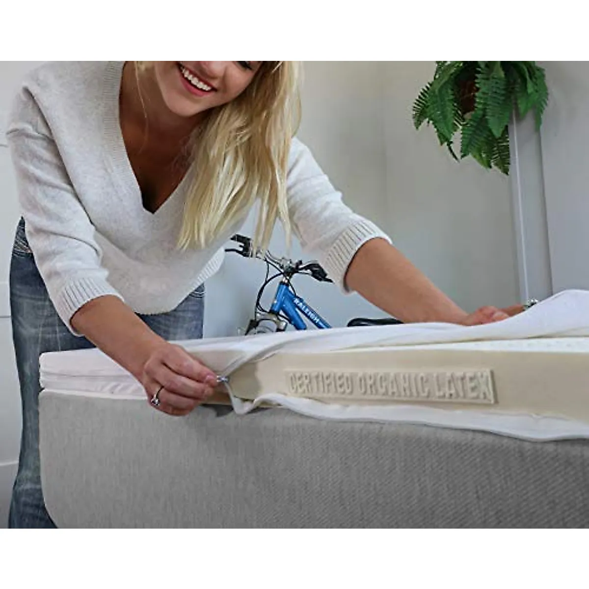 Organic 100% Natural Latex Mattress Topper - Medium - 2 Inch - Queen Size - Organic Cover Included