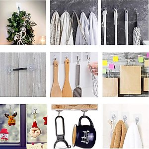 Senshuomy Wall Hooks for Hanging/Self Adhesive Hooks/Sticky Hooks Extra Strong/Stick on Hooks Heavy Duty/Sticky Hooks for Hanging/Wall Hooks Stick On/Bathroom, Kitchen, Door Hooks(12pcs)