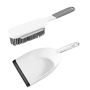 Cabilock 2sets Portable Floor Grey Brush Daily Table Desktop Tabletop Desk Necessity and Mini: Use Handle Countertop Pet Dustpan Sweeper Whisk Hand Kit Car Keyboard Nest Sofa