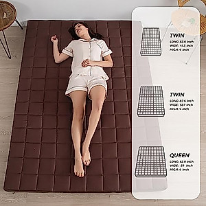 MAXYOYO Floor Mattress Japanese Futon Mattress, Full Thicken Sleeping Pad for Floor Folding Mattress Tatami Mat Camping Mattress with Removable Cover