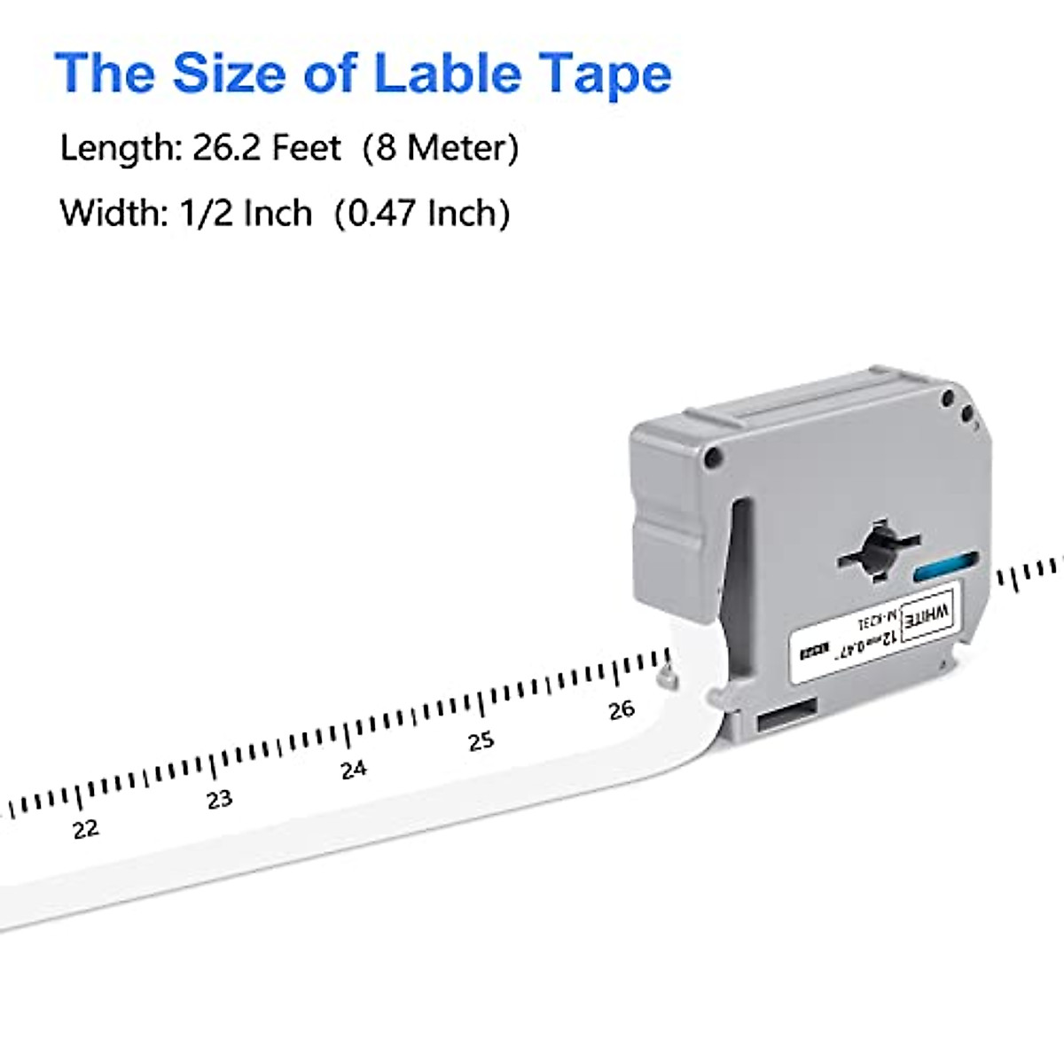 Nodisem Compatible Label Tape Replacement for Brother P-Touch M Tape 12mm 0.47 Inch White M231 MK231 M-231 M-K231S 12mm 0.47 Inch Black on White use for Brother Label Maker PT 80 90 65 M95 3-Pack