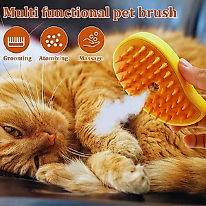 Generic 3-in-1 Self-Cleaning Steam Brush for Pets - Removes Loose and Tangled Hair, Multifunctional Design for Cats, Yellow