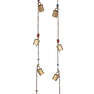 Set of 2 Rustic Vintage bell for Home Wall Christmas New Year decor decoration Garden - 5 handmade bells in a string with beads. Wind Chime Bell Chime Cow Cat Cattle bells Gifting