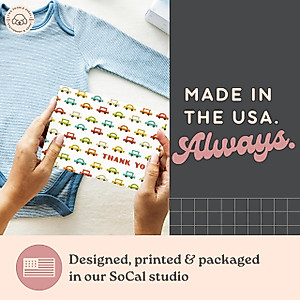 Two Poodle Press Boy Thank You Cards, Retro Car Thank You Notes with Envelopes - For Birthdays, Baby Showers, Graduation, Kids Stationery, Baptism Thank You, Teacher Appreciation - Liam