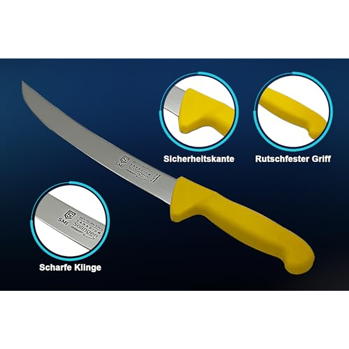 SMI - Breaking Knife 10 inch Butcher Knife for Meat Cutting Meat Knife Butcher Chef Knife Professional Solingen Knife - Made in Germany