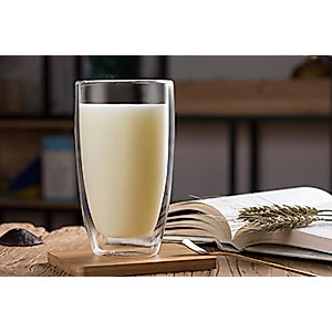 CNGLASS Double Wall Thermo Glass Cup 13.5 oz,Insulated Glass Coffee Set of 2