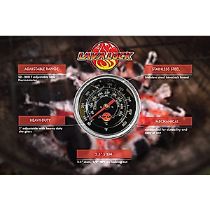 Black Face BBQ Grill Thermometer 50F-900F High Temp Range Heavy Duty Premium Quality Smoker Thermo 2 Inch or 3" with M8 or 1/2 NPT Thread