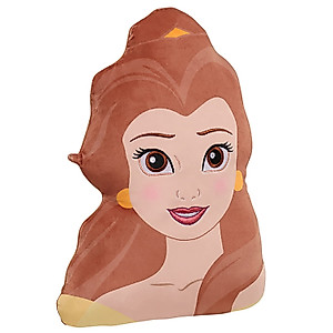 Disney Princess Just Play Character Heads 13.5-inch Plush Belle, Beauty and The Beast, Soft Plushie, Kids Toys for Ages 3 Up