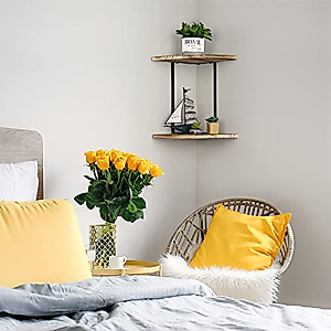 NEX Corner Floating Shelves, 2-Tier Corner Shelf Wall Mount Small Round End Shelves for Bedroom, Living Room, Nursery