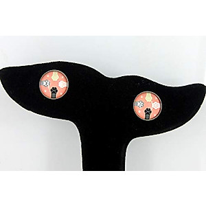 Stainless Steel Peach Cat Paw Print Glass Stud Earrings 12mm