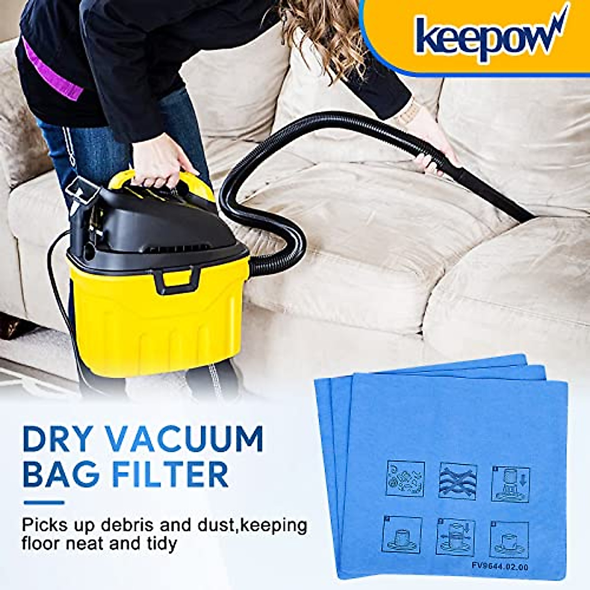 KEEPOW Shop Vac Filters Compatible with Stanley 1-6 Gallon Wet/Dry Vacuums SL18910P-3, SL18129, SL18133, Part# 25-1201 (6 Pack)