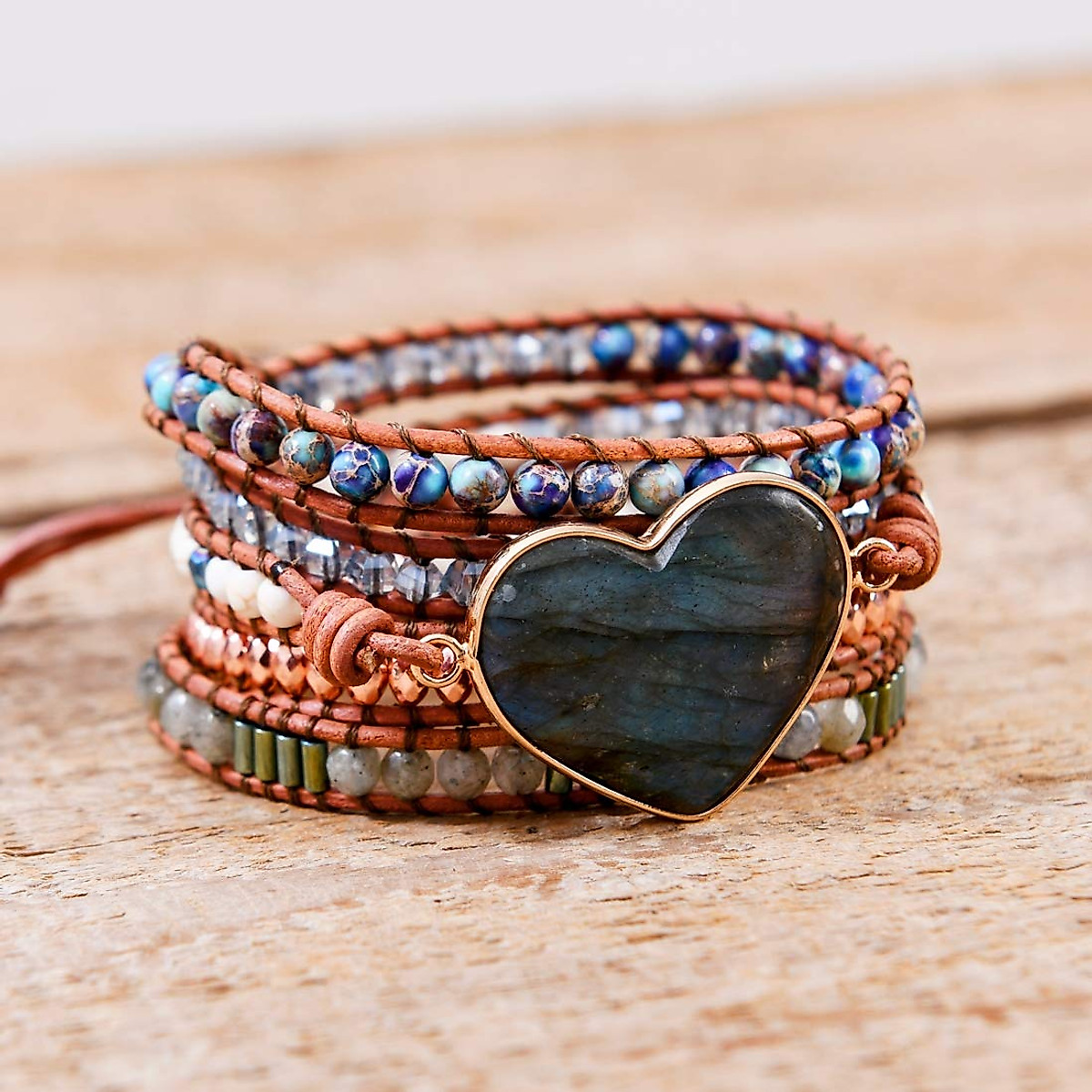 YGLINE Labradorite Stone Bracelet,Natural Gemstone Balance Meditation Healing Bracelet