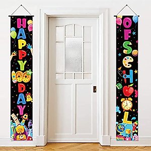 HOWAF 100th Day Of School Party Decoration Banner, Happy 100 Days of School Porch Sign for Kindergarten Pre School Primary Hooray 100th Day Party Decorations Supplies, 100 Days Smarter Party Favors Front Door Banner