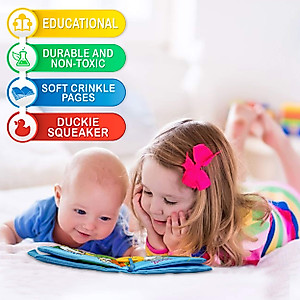 Baby Toy Gift Set - sensory toys Crinkle Baby Book & Ball Teether & Educational Soft Toys, Infant Newborn Baby Girls Boys 6 to 12 months, 1 Year Old, Tummy Time, Best Baby Shower, Christmas Gift