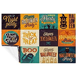 Halloween Emblems Prints Soft Warm Cozy Blanket Throw for Bed Couch Sofa Picnic Camping Beach, 150×100cm