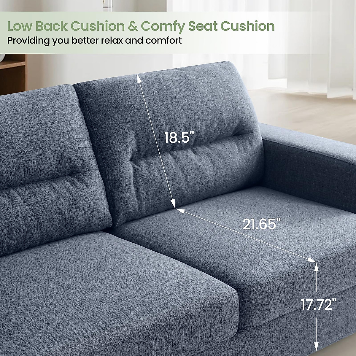 LEISLAND 70" Love Seat Couches Sofa with USB Port, Comfy Couches for Living Room, Small Couches for Small Spaces,Mid Century Modern Couch for Bedroom/Office(Blue)