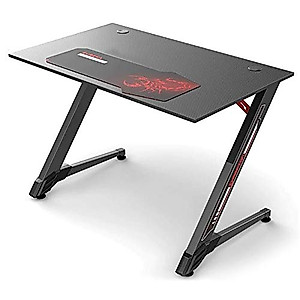 EUREKA ERGONOMIC 43 Inch Z Shaped Black Home Office PC Computer Gaming Desk, Gamer Work Study Writing Table for Small Spaces One-Piece Desktop Sturdy Metal Legs with Free Mousepad, EPA Certified