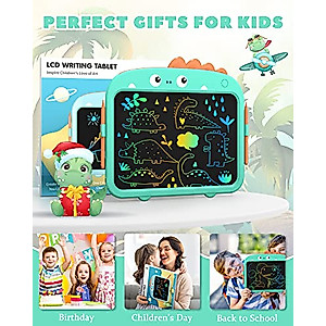 Derabika LCD Writing Tablet for Kids Dinosaur Toys,13.5 Inch Drawing Pad Doodle Board, Toddler Toys Drawing Board Birthday Gift, Drawing Tablet for Boys Girls 3 4 5 6 7 8 Years Old(Green)