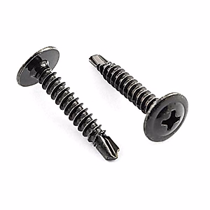 Pro Bamboo Kitchen 50pcs #8 x 1" Carbon Steel Cross Large Self-Tapping Truss Head Screws Black