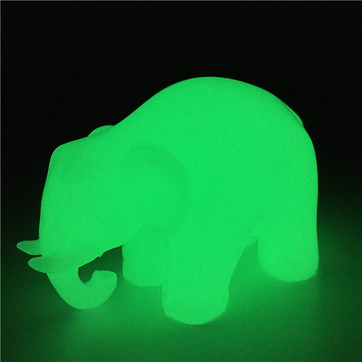 Seyee-bro Glowing Man-Made Jade Stone Ornament Craft Elephant Statue Sculpture Animals Figurines for Home Office Decoration Garden Statues