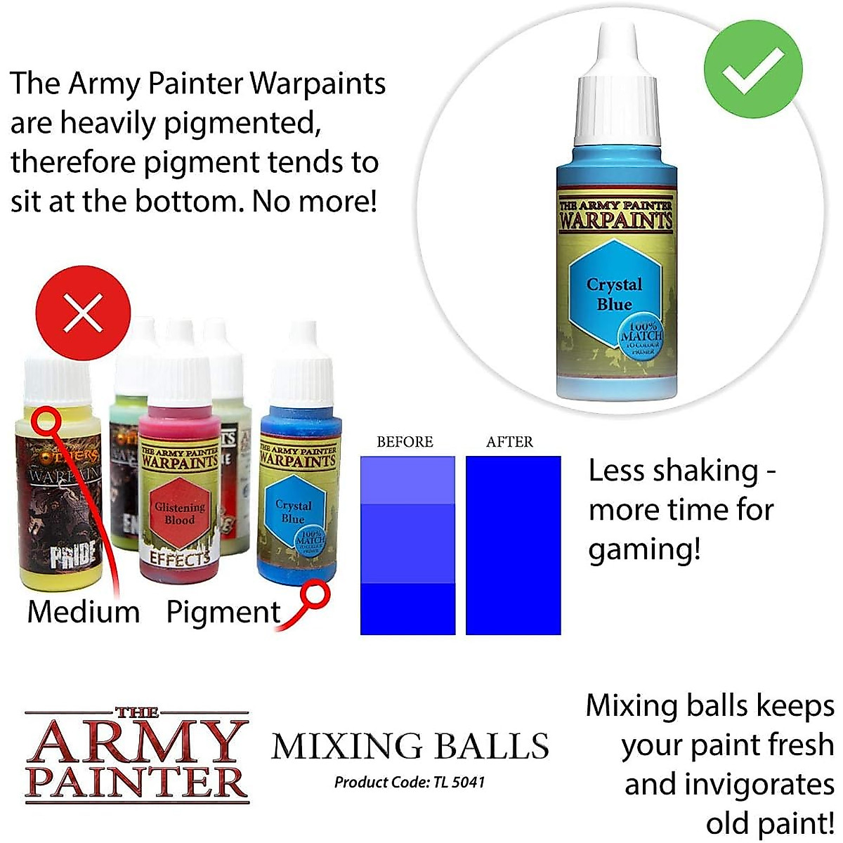 The Army Painter Paint Mixing Balls - Rust-proof Stainless Steel Paint Mixing Balls for Mixing Model Paints - Stainless Steel Mixing Agitator Balls and Paint Balls, 5.5mm/apr. 0.22”, 100 Pcs