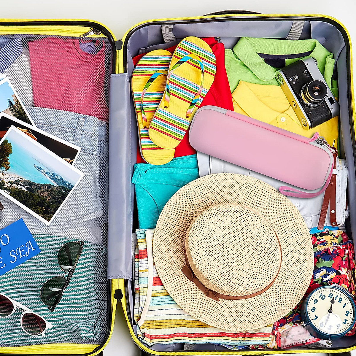 Toothbrush Travel Case Compatible with Oral-B Pro 1000, 2000, 3000, 3500, 1500/ for Philips Sonicare ProtectiveClean 4100 5100 Electric Toothbrush with Mesh Pocket for Accessories - Pink (Bag Only)