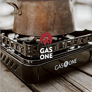 Gas One Dual Fuel Portable Stove 15,000BTU With Brass Burner Head, Dual Spiral Flame Gas Stove - Patent Pending