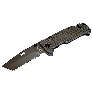 8.5" The Bone Edge Collection Grey Folding Knife with Belt Clip