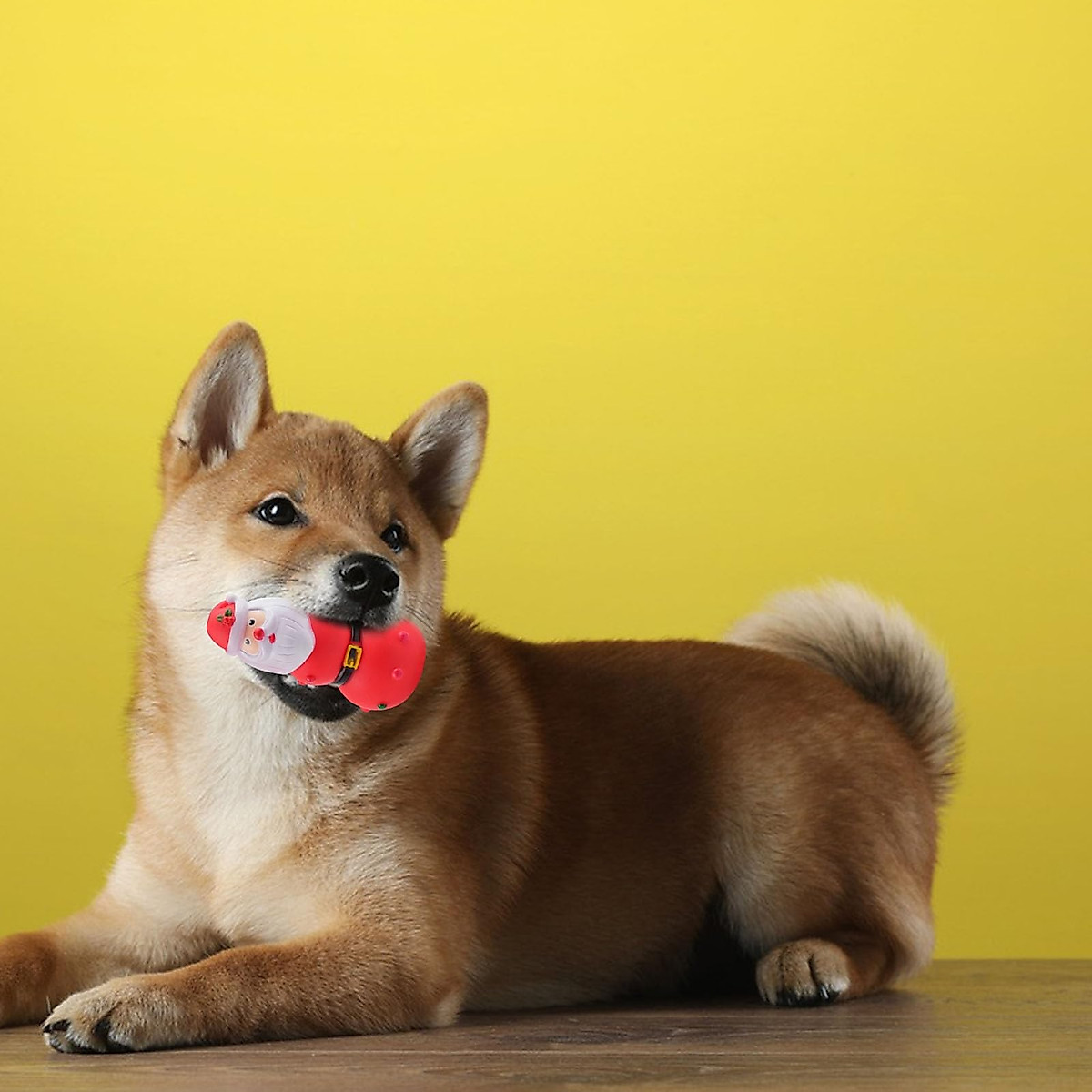 jyibinee Elastic Tough Pet Toy for Teeth Cleaning Interactive Christmas Bite-Resistant Teeth-Cleaning Rubber Dogs with Built-in Sound Xmas Santa Claus