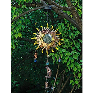 Hanging Solar Lights Wind Chimes: Sun Wind Chimes Outdoor for Mom's Day Gifts-Solar Wind Chimes Waterproof Globe Glass Path Lights with Windbells for Patio Lawn Porch Decoration and Festival Gifts