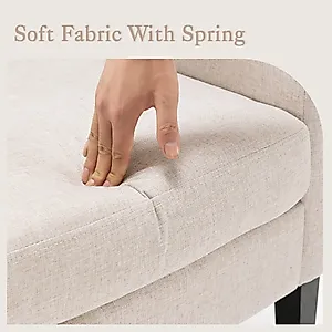 LUE BONA Linen Accent Chairs Set of 2 18.5" H, Comfy Living Room Chair with Arms, Upholstered Button Tufted Armchair, Modern Arm Chairs for Small Space, Living Room, Bedroom, Linen Color