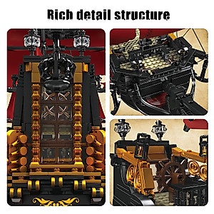 Mould King 13109 Queen Anna's Revenge Pirate Ship Model Building Blocks Kit, MOC Pirate Ship Building Sets, 3139 Pieces Large Red Set for Kids and Teens