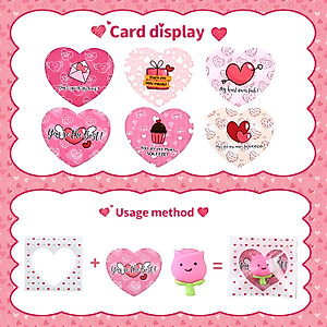 30Pack Valentines Cards for Kids with Mochi Squishy Toys, Squishy Squeeze Toy Bulk Valentines Day Gifts for Kids Classroom Exchange Small Toys for Kids Prizes Party Favors Goodie Bags Stuffers