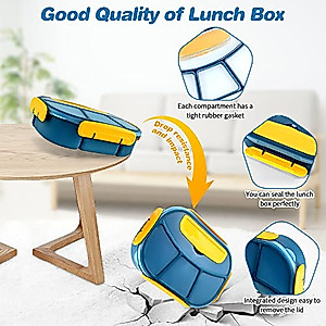 Tsmsv 1800ML Bento Box Adult Lunch Box,Adult Bento Box,Lunch Box Containers,Lunch Containers for Adults,Bento Boxes,Bento Lunch Box for Adults,Bento Box Accessories with Fork,Cake Cups,Sauce Cup-Blue