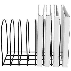 MyGift Large Desktop Document Holder, Black Metal Wire File Folder Organizer Rack with 8-Slots and Arch Design