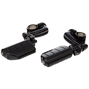 Kuryakyn 7599 Motorcycle Foot Controls: Longhorn Offset Trident Dually Highway Pegs with Magnum Quick Clamps for 1-1/4" Engine Guards/Tubing, Gloss Black, 1 Pair