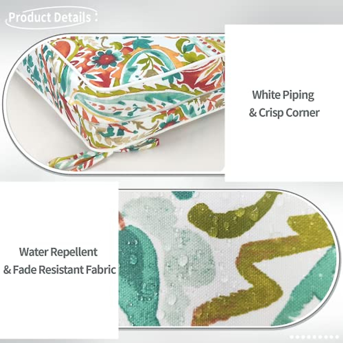 TWLEAR Outdoor Cushion Covers, Patio Cushion Covers for Outdoor Furniture, Water Resistant Porch Bench Swing Loveseat Cushion Replacement, 45" x 18" x 3", 1 Pack, Pretty Paisley (Covers ONLY)