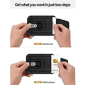 3-in-1 Magnetic Wallet with Phone Grip, Compatible with MagSafe Wallet and Phone Stand, Leather Privacy Flap, Magnetic Phone Wallet Holder with Phone Ring for iPhone 14/13/12 Series, 7 Cards, Black