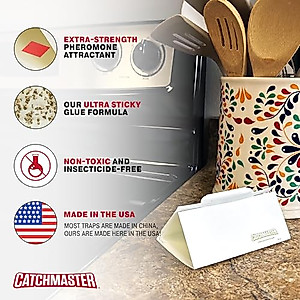 Catchmaster Pantry Pest & Moth Traps 6Pk, Bug Killer for Closet, Kitchen Storage, & Pantry, Sticky Moth Traps for House, Protect Clothes & Carpet, Closet Storage Glue Traps, Pet Safe Pest Control