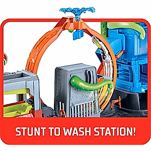 Hot Wheels Toy Car Track Set City Ultimate Octo Car Wash & Color Reveal Car in 1:64 Scale, Color Change in Very Warm & Icy Cold Water