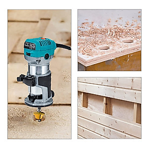 Anesty Palm Router Woodworking Compact Router Trimmer with Trimmer & Tilt & Plunge Base and 15pcs 6.35mm Router Bits, Electric Multifunctional Laminate Trimmer - 710W 1/4″ Trim Router Kit