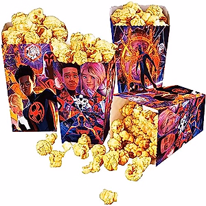 20Pcs Miles Morales Popcorn Boxes Cookies and Spider Candy Box Gift Packs for Boys Miles Morales Spider Black Spider Party Supplies