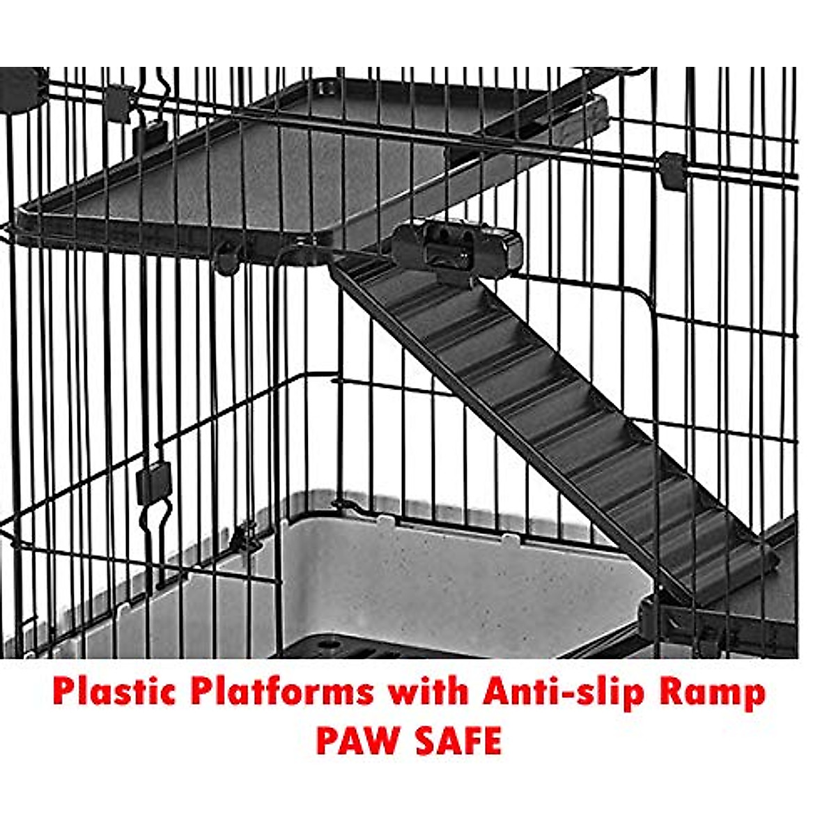 Extra Large Multi-Levels Indoor/Outdoor Small Animal Rabbit Bunny Guinea Pig Hedgehog Ferret Cat Chinchilla Squirrel Habitat Cage with Pull Out Tray Rolling Wheels (32" L x 21" W x 58" H, Black)