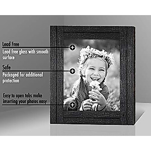 Americanflat 8x10 Picture Frame with Polished, Crystal Clear Glass - Hampton Collection - Distressed Wood Picture Frames for Tabletop and Wall Display - Charcoal Black