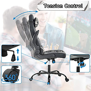 Massage Gaming Chair Ergonomic Office Chair High Back Desk Chair PU Leather Executive Chair with Lumbar Support Headrest Armrest PC Racing Computer Chair Task Rolling Swivel Chair, Camo