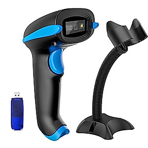 NADAMOO QR Code Scanner Wireless 2D Barcode Scanner With Stand Supports Screen Scan Handheld CMOS Imager Long Range Portable USB Bar Code Reader with Auto Sensing Read 1D 2D QR Code PDF417 Data Matrix