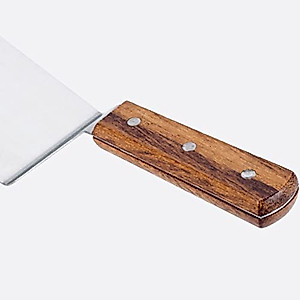 6 x 3 Turner Spatula with Wooden Handle for Griddle Grill, Stainless Steel Straight Blade Grill Turner, Commercial Grade Turner by Tezzorio