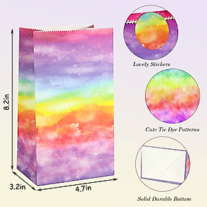 GITMIWS 28 Pcs Tie Dye Gift Bags, Kids Goodie Bags with 28 Pcs Stickers for Birthdays, Baby Showers, Kids Crafts and Activities, May Day, Valentine's Day, Christmas Day, Tie Dye Party Decorations（4.7L x3.2W x8.2H）